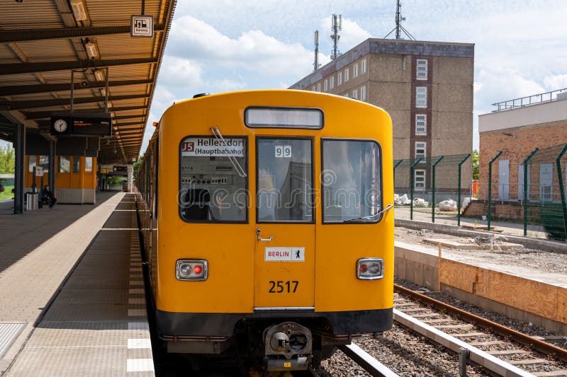 Old Yellow Underground Train of the City of Berlin. Stock Image - Image ...