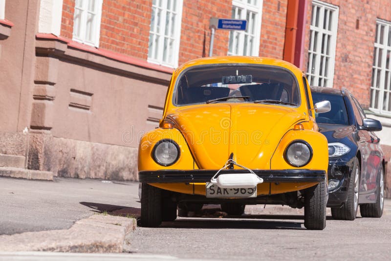 Old Yellow Volkswagen Beetle, Front View Editorial Stock Photo - Image ...