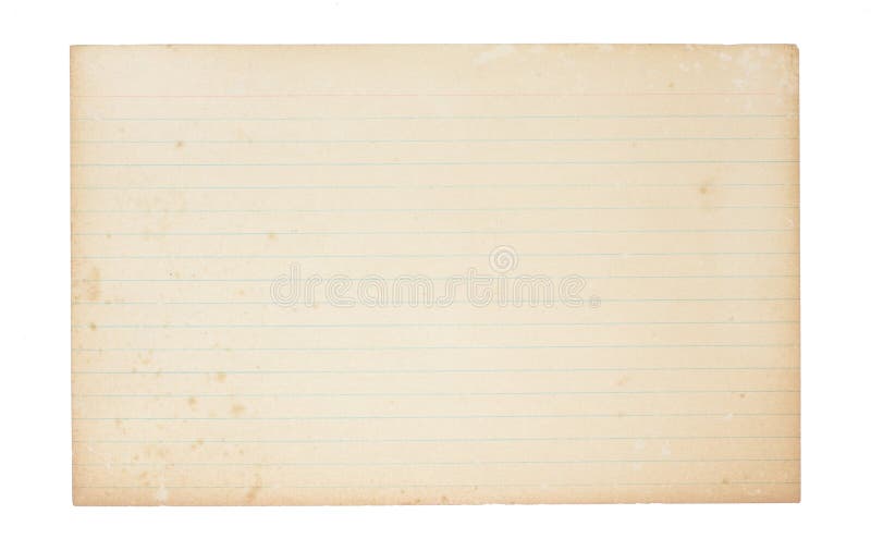 Old, Yellowing Index Card stock photo. Image of close - 14955380