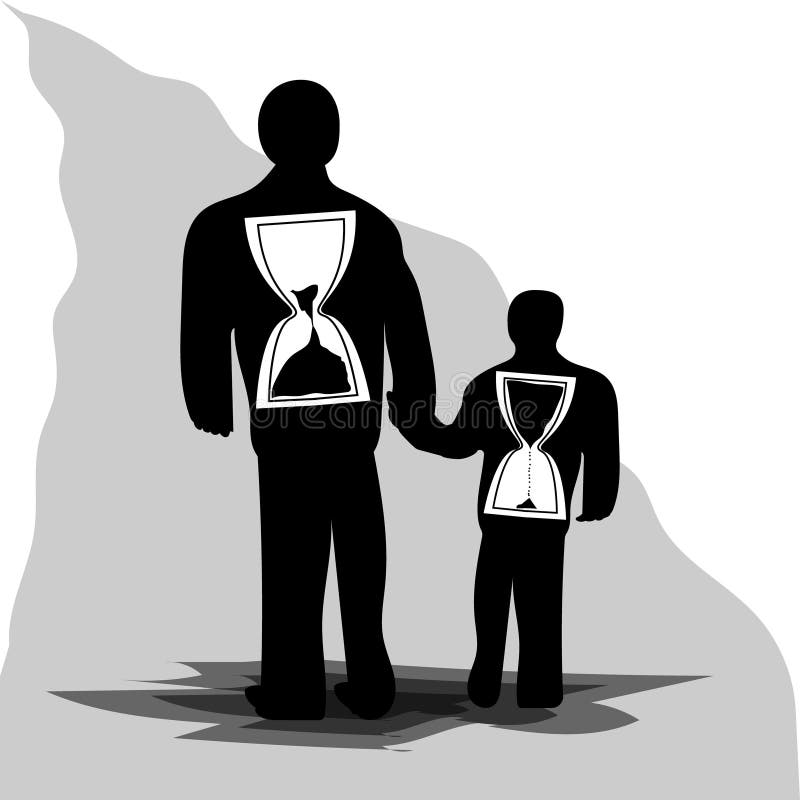 Man inside a hourglass stock illustration. Illustration of past - 22845494