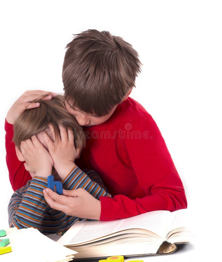 Older Brother Calms Younger Stock Image - Image of issues ...