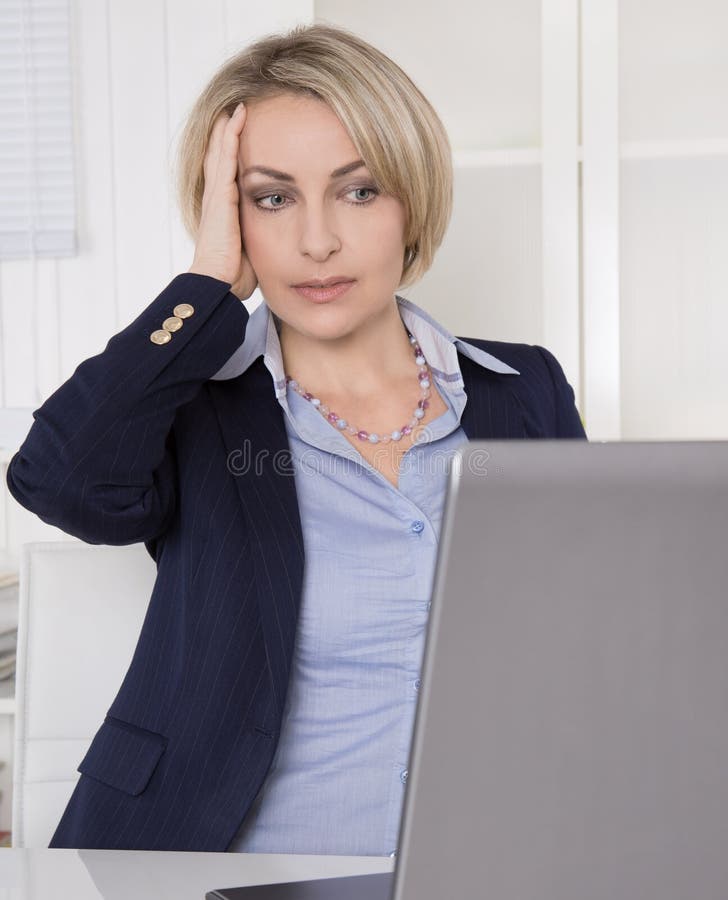 Older Business Woman with Problems at Work. Stock Photo - Image of ...