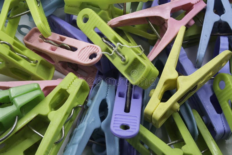 Old Cloth Clamp Many Colors Stock Image - Image of clothesline, plank ...