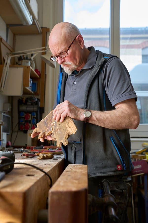 Older Male Carpenter is Hard at Work in His Workshop Editorial Photo ...