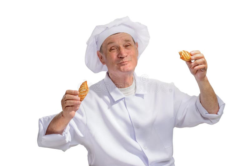 An Older Man in a Cap Cook with Cakes Stock Image - Image of appetite ...