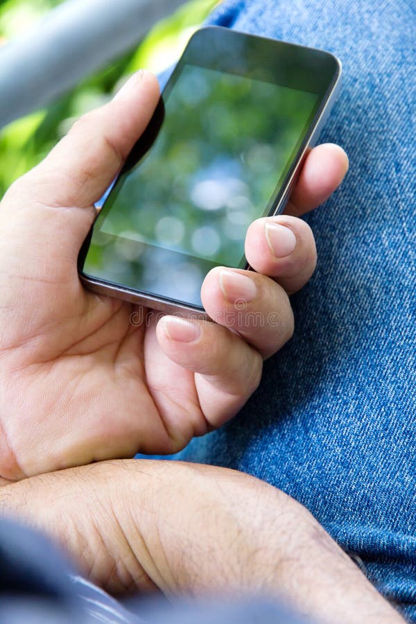 Older Man Checking His Phone Stock Photo - Image of networking, typing ...