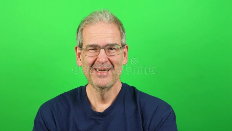 Older Man on Green Screen Laughing and Smiling at the Camera Stock ...