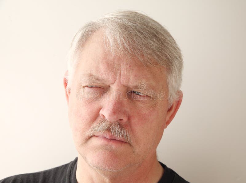 Older Man Has a Distrusting Look Stock Photo - Image of negative ...