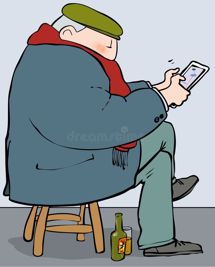 Older man with ipad stock illustration. Illustration of skimming - 35330543