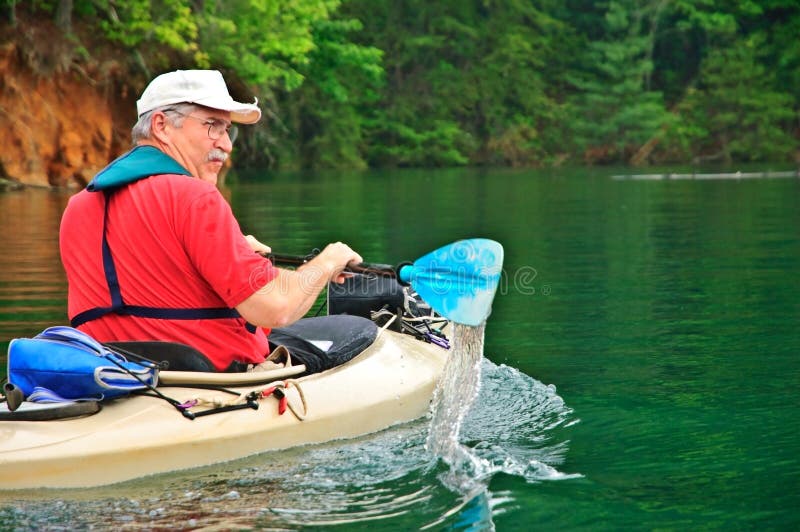 Man in Kayak at a Waterfall Stock Image - Image of enjoyment, active ...