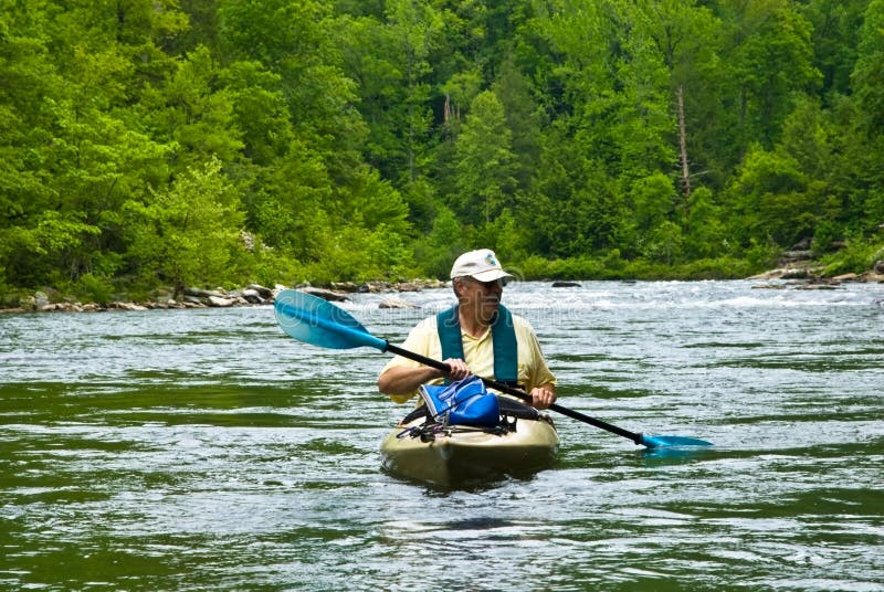 Man in Kayak at a Waterfall Stock Image - Image of enjoyment, active ...