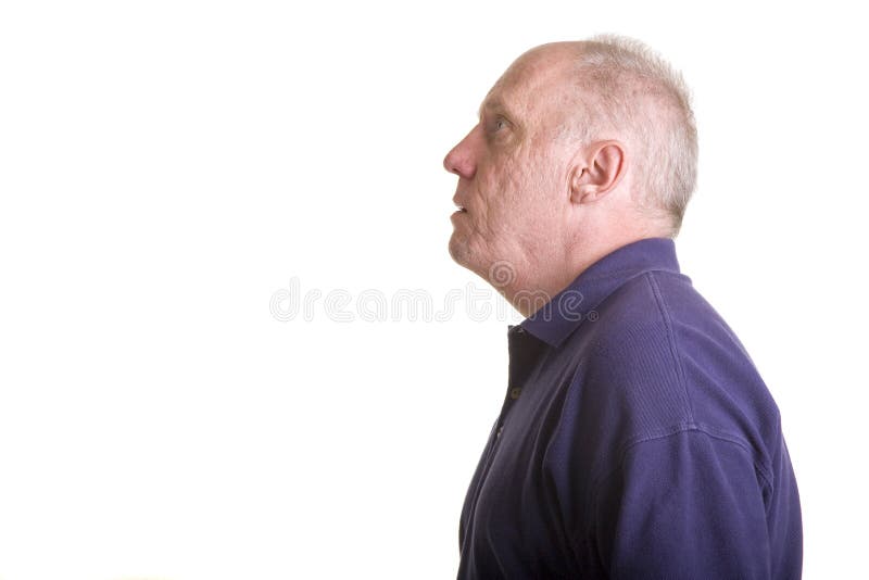 Older Man Looking Up and Left Stock Image - Image of bald, look: 6814971