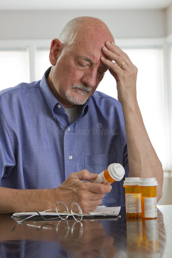 Older Man with Prescription Medications, Vertical Stock Image - Image ...