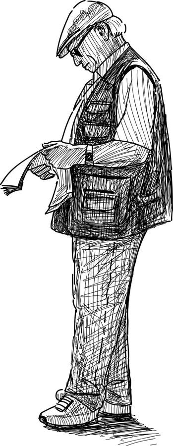 Older Man Reading the Newspaper Stock Vector - Illustration of hand ...