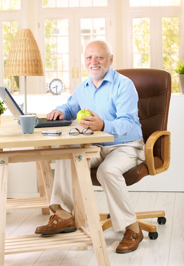Older Man Working in His Study Stock Image - Image of gray, elderly ...
