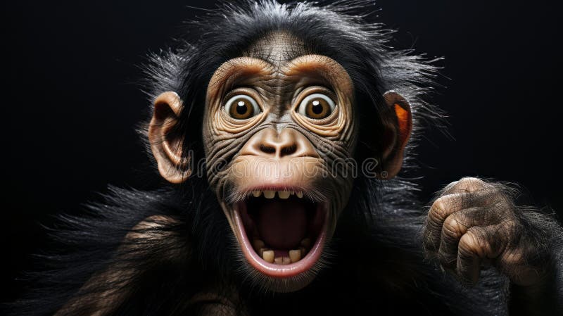 Surprised Chimp: a Playful and Surreal Digital Art Masterpiece Stock ...