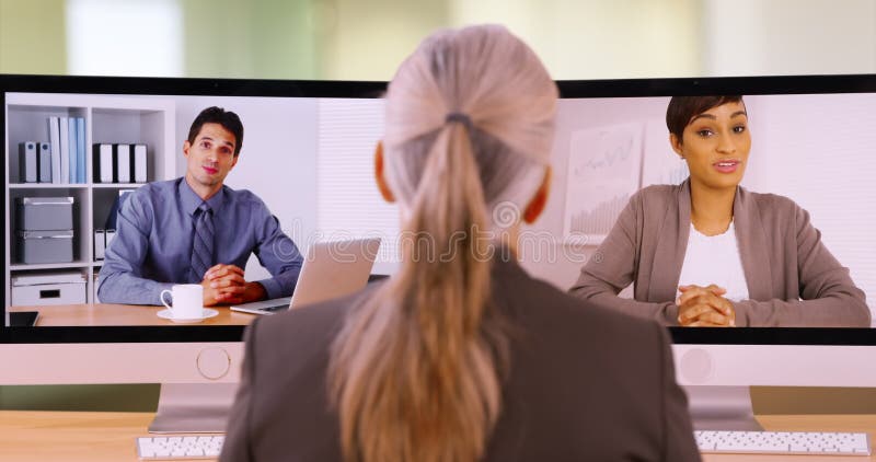 A Older Office Executive Chats with Two of Her Employees Stock Video ...
