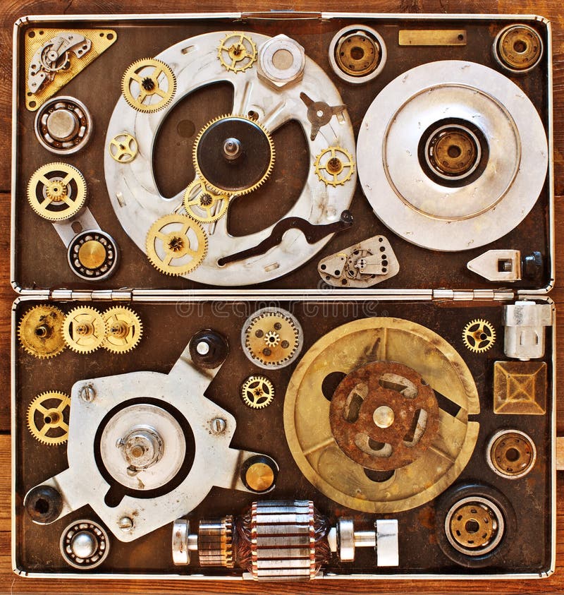 Mechanical Collage with Different Items Stock Photo - Image of grunge ...