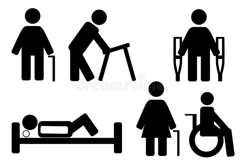 Older People Set, Black Icons Vector Illustration Stock Vector ...