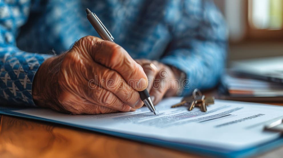 Close-Up of Man Signing Document.AI Generated Image Stock Photo - Image ...