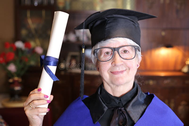 Older Student during Her Graduation Day Stock Image - Image of ...