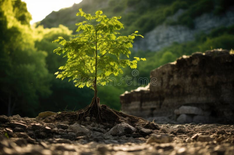 An Older Tree with a New Sapling Growing at Its Base Stock Photo ...