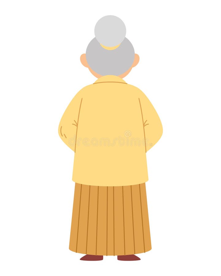 Older woman back view stock vector. Illustration of chinese - 332055897