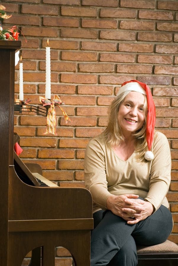 Older Woman Getting in the Christmas Spirit Stock Image - Image of ...