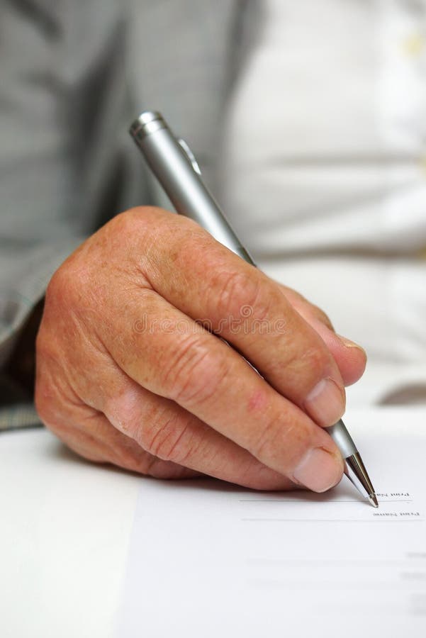 Senior Woman Writing a Letter with Pen and Paper Stock Photo - Image of ...
