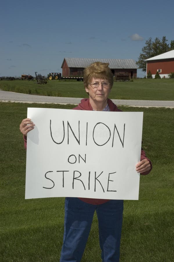 Older Woman on Strike, Blue Collar Worker Stock Image - Image of ...
