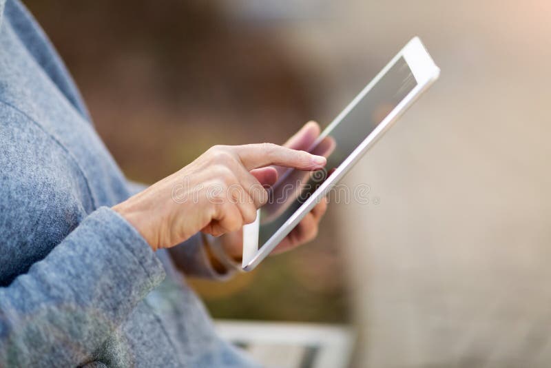 Older Woman Using Digital Tablet Stock Image - Image of internet ...