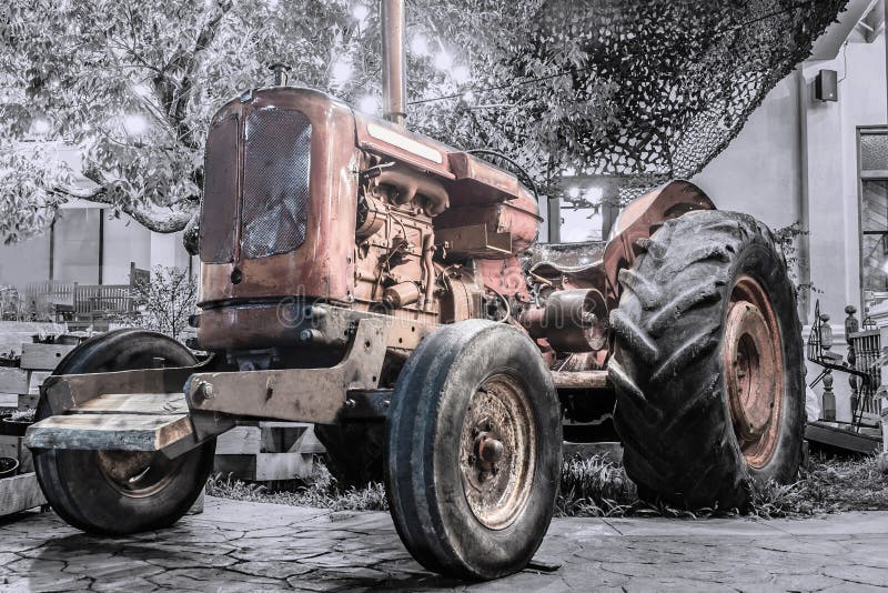Oldfashioned Tractor stock image. Image of green, harvesting - 55464513