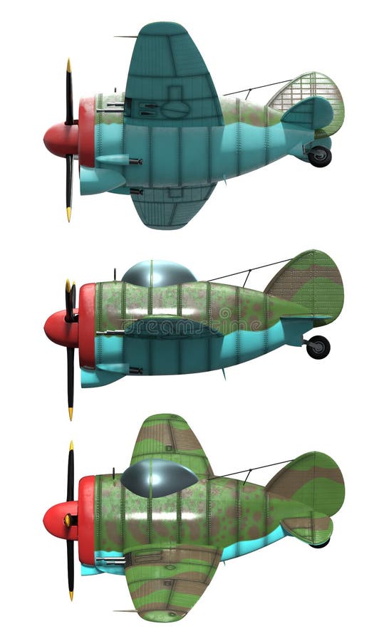 Oldschool Fighter Aircraft. Cartoon Style. Side View. Stock ...