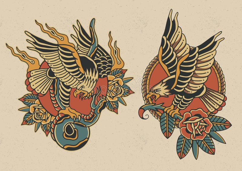 Old Skool Tattoo Flash Set Vector Illustration Poster Template Stock ...