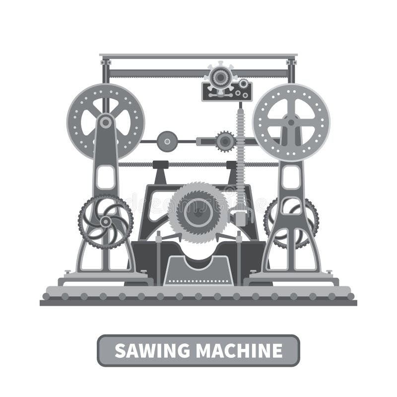 Oldstyle Vector Mechanical Sawing Machine in Flat Style Stock Vector ...