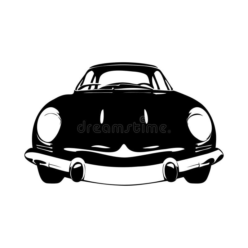 Old Timer Retro Car Front View. Sport Transportation Vintage Collection ...