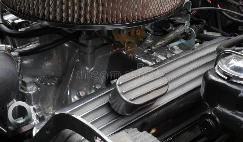 Oldtimer car engine stock photo. Image of automobile - 146128526