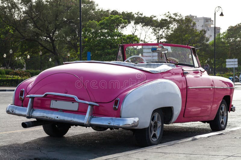 Pink cabrio in Havana stock image. Image of newly, vehicle - 8964617