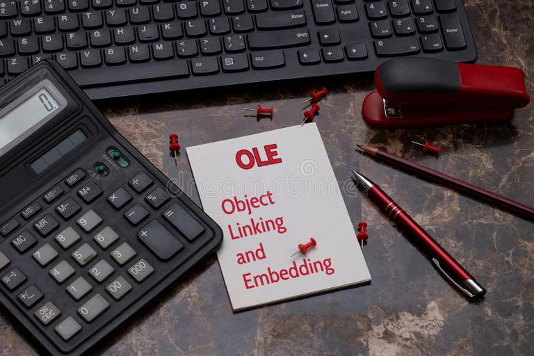 OLE, OBJECT LINKING and EMBEDDING Written on a Reminder Sheet Stock ...