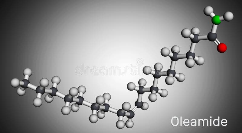 Oleamide Molecule. it is Fatty Amide Derived from Oleic Acid. Molecular ...