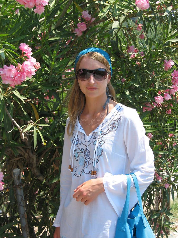 Oleander Female stock photo. Image of flirting, embroidery - 4482862