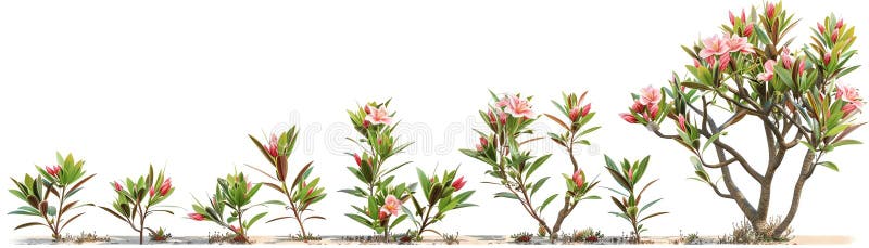 Oleander Plant from Young Plant To Full-grown Compare Difference Real ...