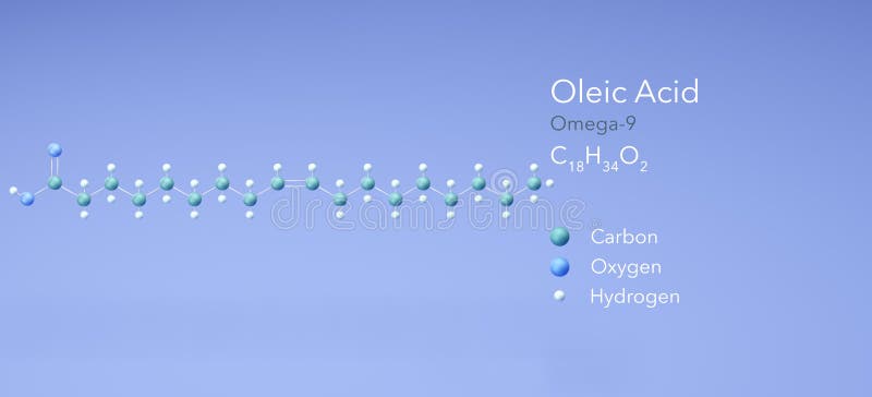 Oleic Acid, Omega-9. Molecular Structure 3d Rendering, Structural ...