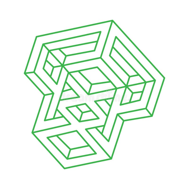 Impossible Optical Illusion Green Shapes. Optical Art Object. Logo ...