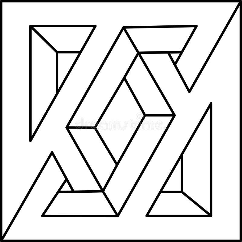 Optical Illusion Shape, Unreal Geometric Object. Impossible Figure ...