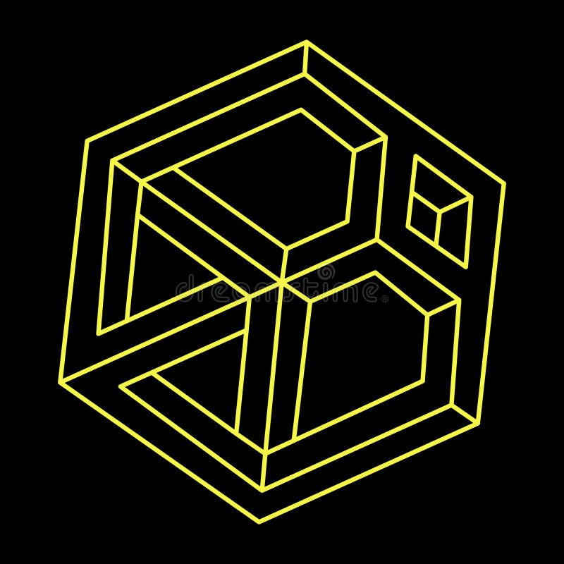 Impossible Shape. Web Design Element. Optical Illusion Object. Line ...