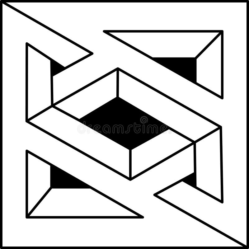 Optical Illusion Object. Impossible Shape Logo Design. Optical Art ...