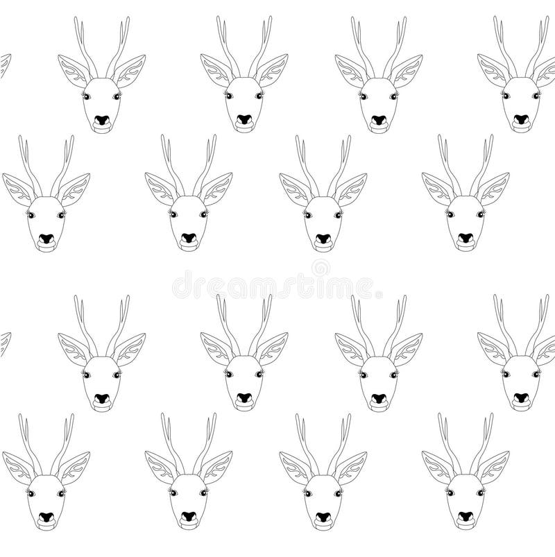 Outline Deer Monochrome Seamless Pattern Art Design Elements Stock ...