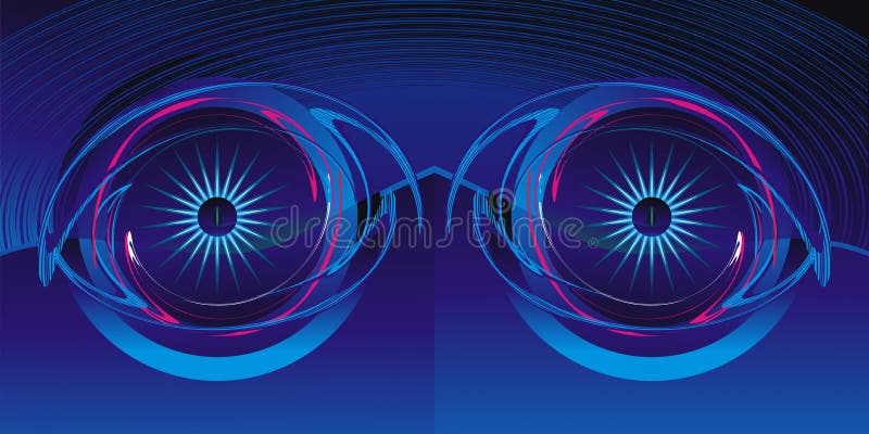 Olhar Fixo Dos Olhos Fora Do Azul Profundo Ilustração Stock ...