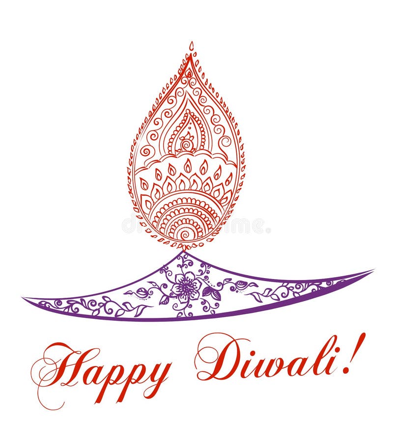 Olie Aangestoken Lamp Met Hennapatronen Vector Illustratie ...